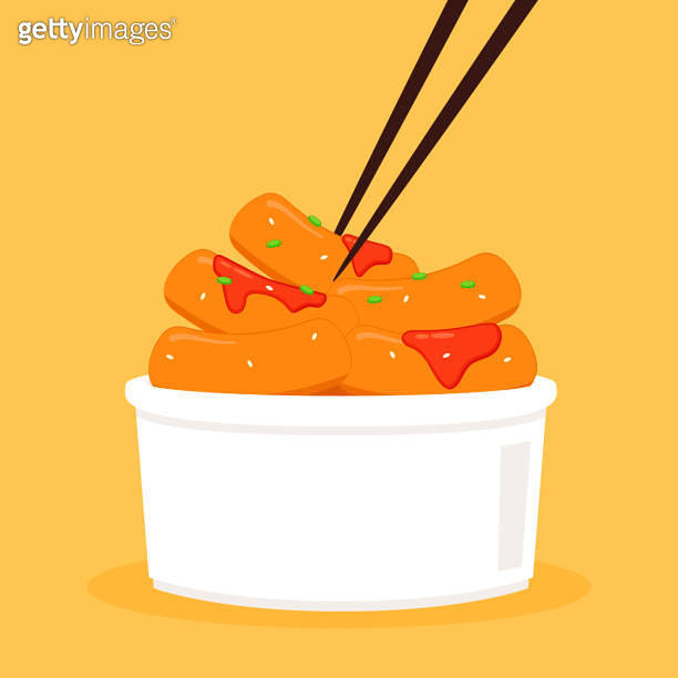 Tteokbokki Noodle vector. Korean food. Spicy rice cake. Tteokbokki ...