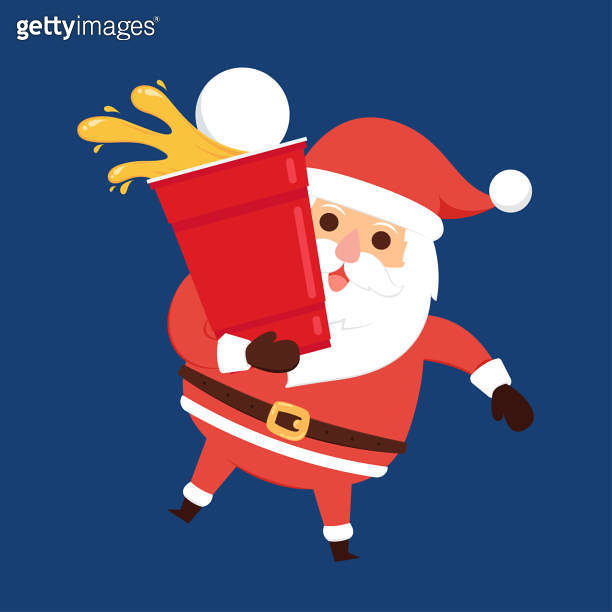 Santa Claus cartoon vector. Santa character design. Red beer cup vector ...