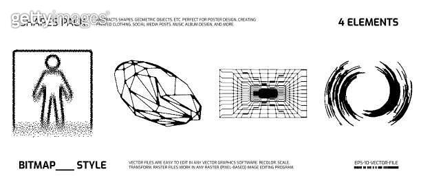 Universal Trendy Geometric Shapes Set With Vector Bitmap Dithering ...