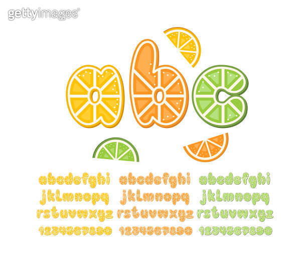 Citrus Tropical Fruit Alphabet. Lemon, Orange and Lime Font Decorated ...