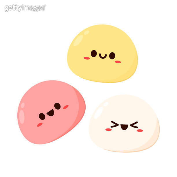 Cute Mochi cartoon vector. Mochi icon vector. Japanese rice dessert ...