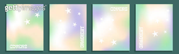 Set of four gradient vector backgrounds, y2k style covers, modern ...