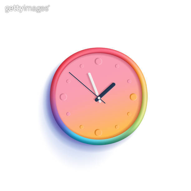 3d analog clock realistic illustration with numbers and arrows pointing ...