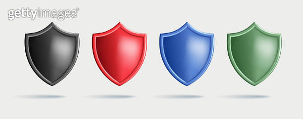 Color shields icons collection. 3d vector isolated empty shield label ...