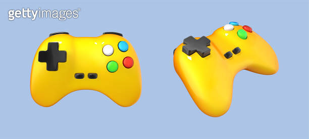 3D realistic gamepad. Wireless controllers isolated on blue background ...