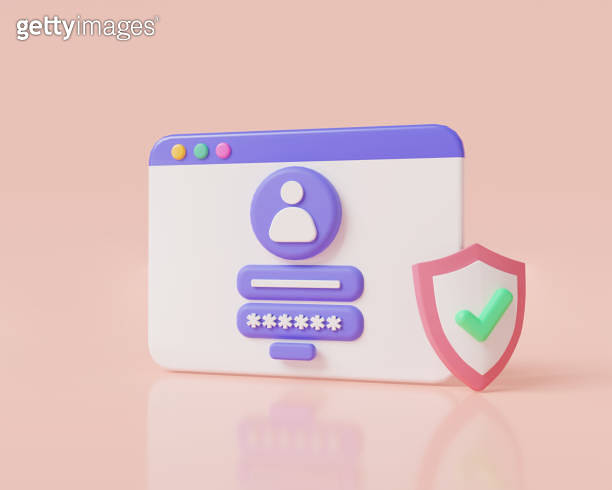 Login and password with shield protection icon on web page. Sign in to ...