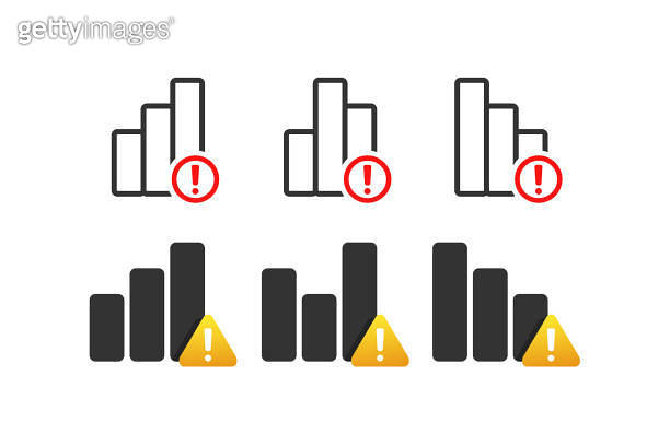 Analysis and statistics data warning sign. Infographic problem error ...
