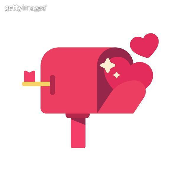 A mailbox with a red heart inside. The concept of sending love to each ...