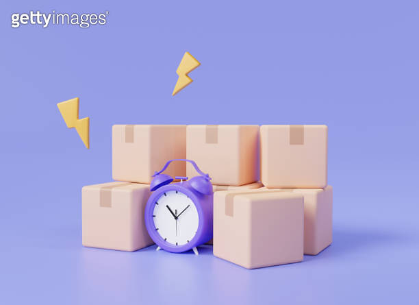 24h fast delivery and tracking service. Parcel box with alarm clock ...