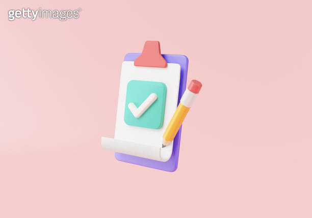 Clipboard with check mark icon on pink background. fast checklist ...