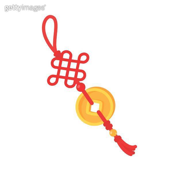 Chinese tassels. Red ropes woven into knots used for Chinese New Year ...