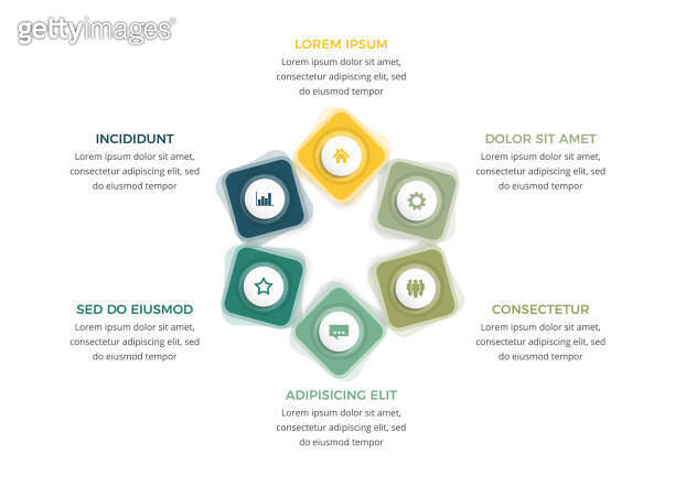 Circle Diagram with Six Elements 이미지 (1549842837) - 게티이미지뱅크