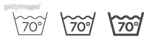 Clothes care icon, 70 degrees BOIL WASH. International marking of ...
