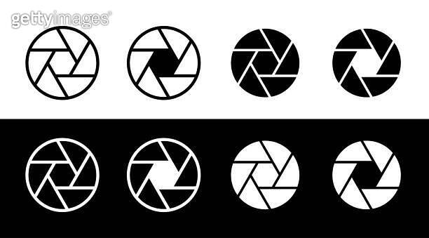 Set of lens aperture (diaphragm) icons. Camera or shooting symbol. 이미지 ...