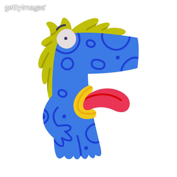 Monster Alphabet with Blue Capital Letter F with Stick Out Tongue ...