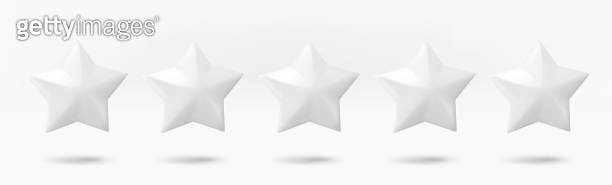 Five white stars rating concept. 3d vector isolated on white background ...