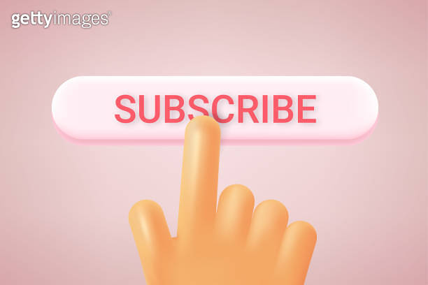Hand pressing Subscribe button. Social media concept. 3d vector ...