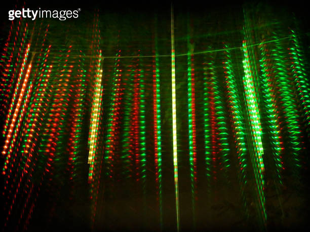 Light decorations. View through the RGB filter (Diffraction grating) to ...