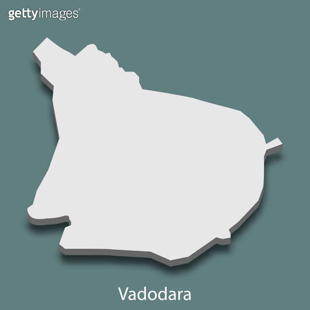 3d isometric map of Vadodara is a city of India 이미지 (1479961114) - 게티이미지뱅크