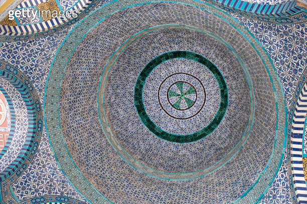 Arabic mosaic tile details on al-Aqsa mosque, Dome of the Rock ...