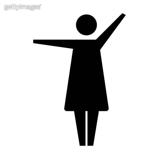 Woman icon open arms vector female person with raised hands symbol in a ...