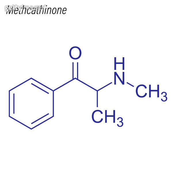 Vector Skeletal formula of Methcathinone. Drug chemical molecule ...