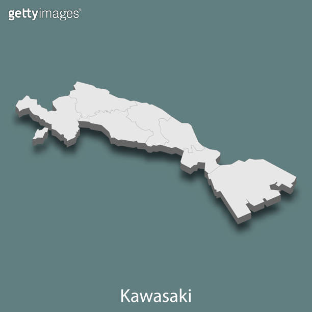 3d isometric map of Kawasaki is a city of Japan 이미지 (1480305093) - 게티이미지뱅크