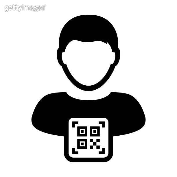 Digital id icon avatar with qr code for biometric identity in vector ...