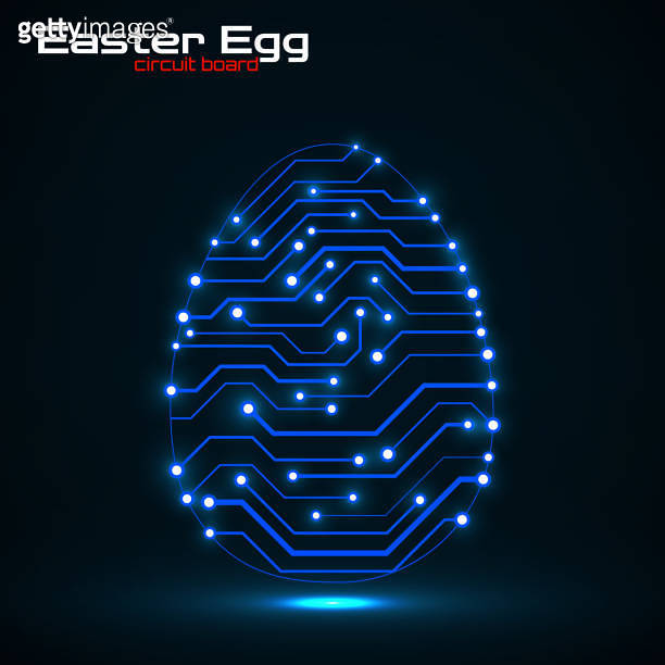Abstract technology Easter eggs with circuit board. Happy Easter Egg ...