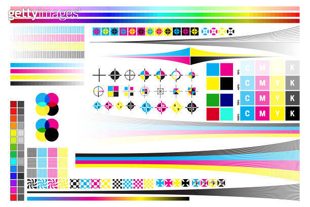 CMYK Print Calibration Illustration with Offset Printing Marks and ...