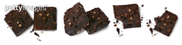 Set collection pieces of fresh delicious chocolate and almond nut ...