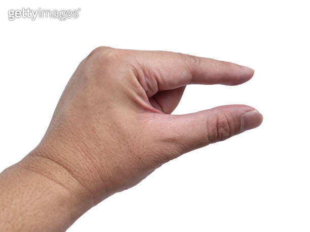 Human hand pinching something gesture, cut out isolated 이미지 (1827301326 ...
