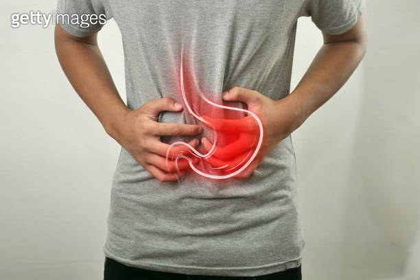 Digital composition of internal gastric with highlighted red ...