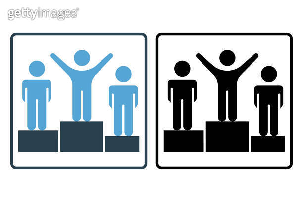 Winners icon. people with podium. icon related to winner, success ...