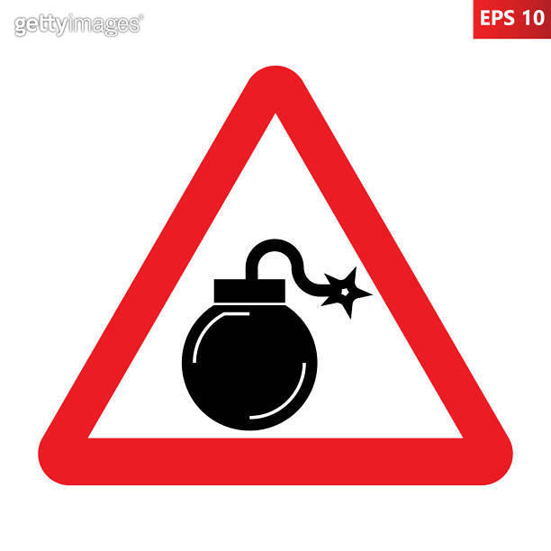 Bomb warning sign. 이미지 (1491907078) - 게티이미지뱅크
