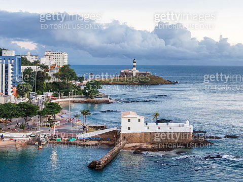 Aerial View of the Historic Barra Lighthouse and Santa Maria Fort in ...