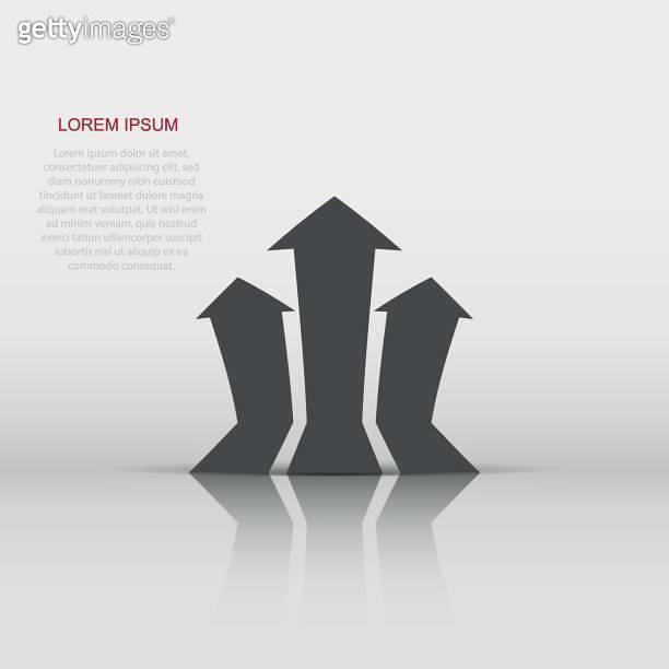 Vector arrow growing graph icon in flat style. Progress arrow grow sign ...