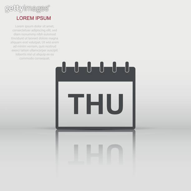 Vector thursday calendar page icon flat comic style. Calendar sign ...