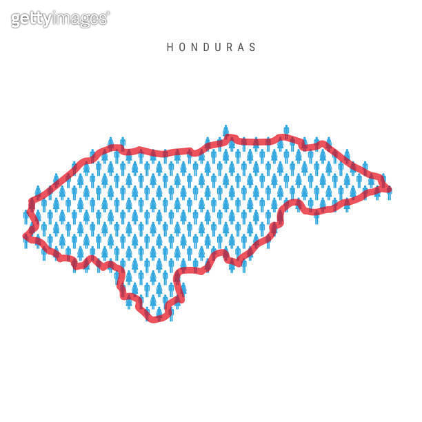 Honduras population map. Stick figures Honduran people map. Pattern of ...
