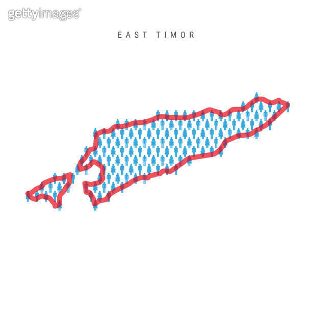 East Timor population map. Stick figures Timor-Leste people map ...