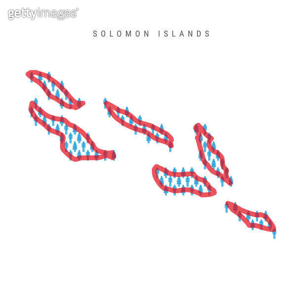 Solomon Islands population map. Stick figures Melanesia people map ...