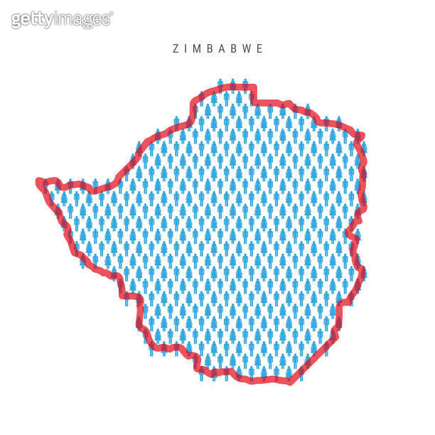 Zimbabwe population map. Stick figures Zimbabwean people map. Pattern ...