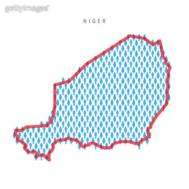 Niger population map. Stick figures Nigerian people map. Pattern of men ...