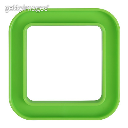 Green plastic square frame for picture blank isolated on white ...