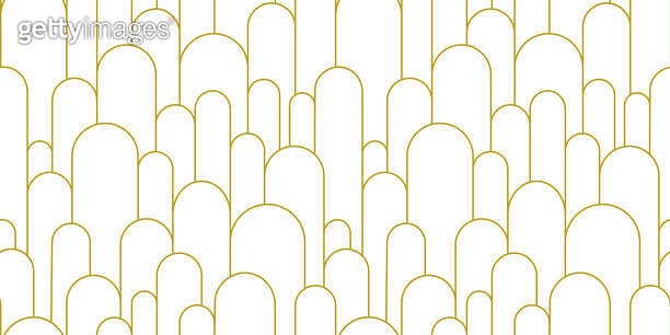 Boho Arch Seamless Pattern Geometric Art Deco Simple Background Golden Circular Arc In Linear 