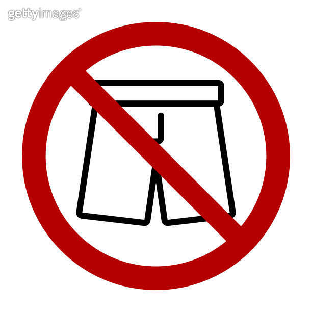 No short pants symbol, prohibition sign. Flat vector illustration ...