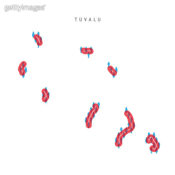 Tuvalu population map. Stick figures Ellice Islands people map. Pattern ...