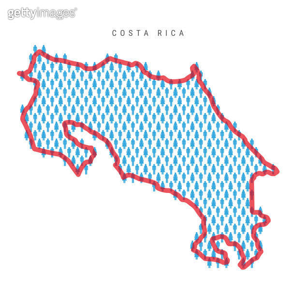 Costa Rica population map. Stick figures Costa Rican people map ...