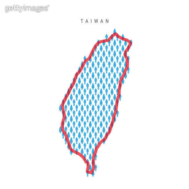 Taiwan population map. Stick figures Taiwanese people map. Pattern of ...