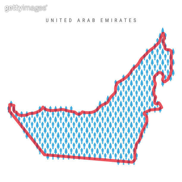 United Arab Emirates population map. Stick figures UAE people map ...